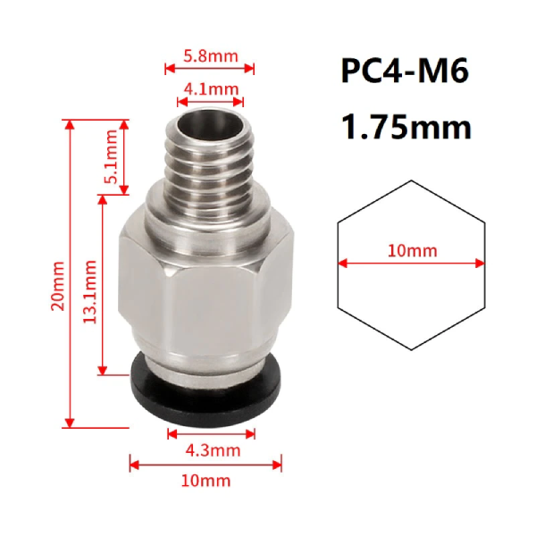 IN3D - PC4-M6 PNEUMATIC CONNECTOR